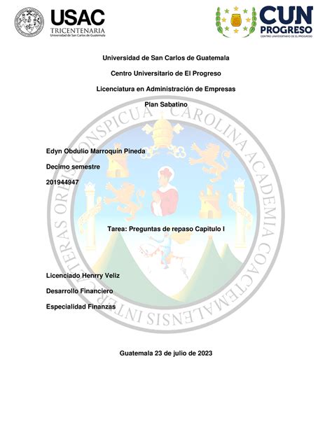 Tarea 1 Desarrollo Financiero Finanzas III USAC Studocu