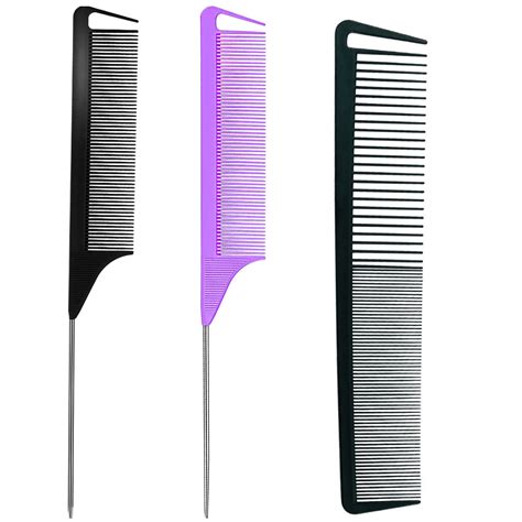 3 Pcs Rat Tail Comb Parting Comb For Braids Barber Styling Combs Carbon