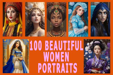 100 Beautiful Women Portraits Graphic By Mounbox · Creative Fabrica
