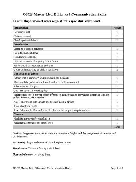 Osce Master List Ethic Communication Skills Download Free Pdf