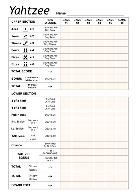 10 Best Large Printable Yahtzee Score Sheets