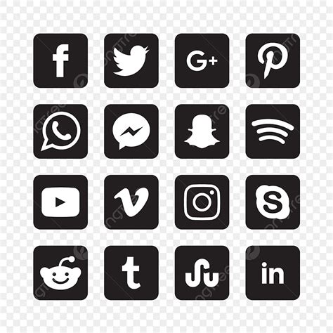 Black Square Social Media Icons