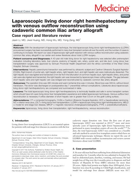 Pdf Laparoscopic Living Donor Right Hemihepatectomy With Venous Outflow Reconstruction Using