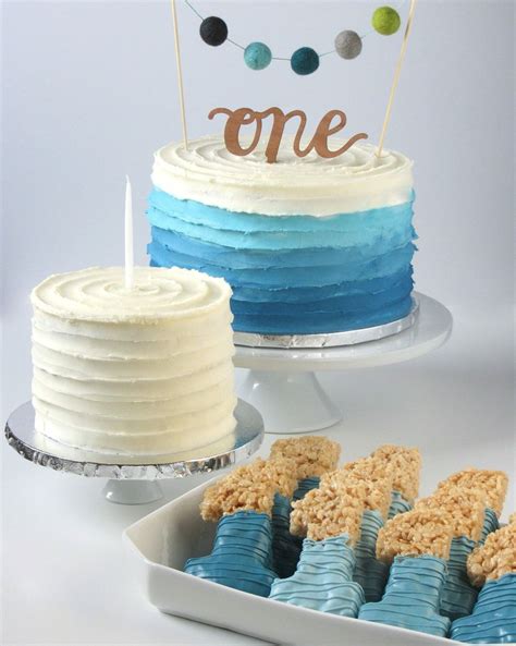 First Birthday Ombré Cake With Felt Balls Banana Smash Cake 1 Rice