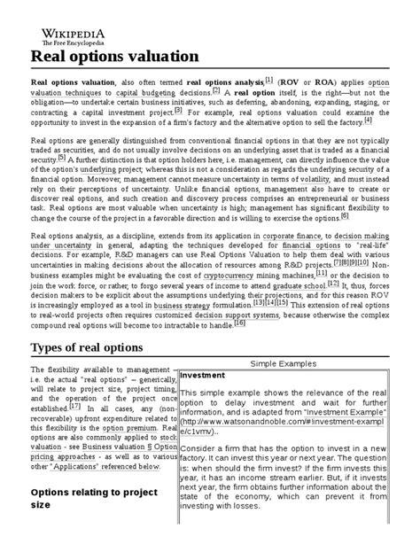 Real Options Valuation Pdf