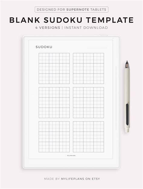 Blank Sudoku Templates Sudoku Grid Template Supernote Templates A5