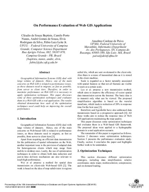pdf on performance evaluation of web gis applications