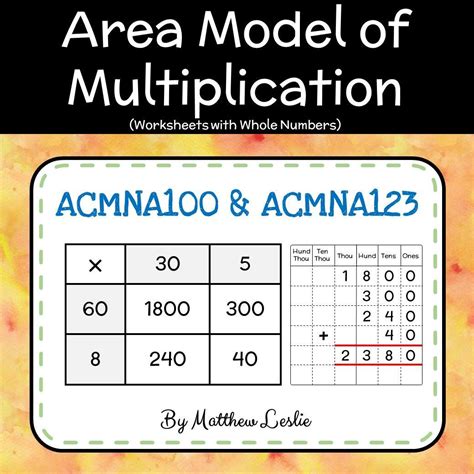 Area Model Of Multiplication Worksheets With Whole Numbers Area