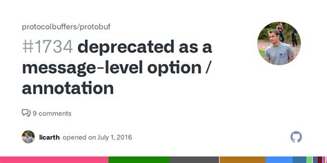 Deprecated As A Message Level Option Annotation · Issue 1734