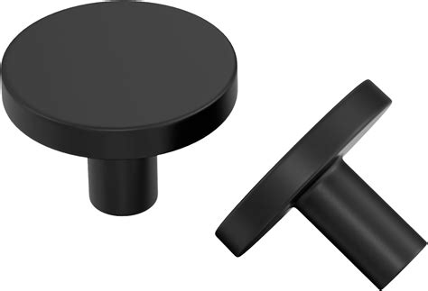 Homdiy 20 Pack Cabinet Knobs Round Matte Black Kitchen Dresser Drawer Knobs Aluminum Metal For