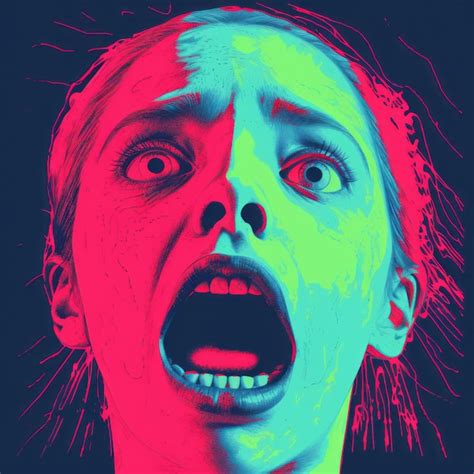 Premium Photo A Woman With Her Mouth Wide Open In Front Of A Blue And