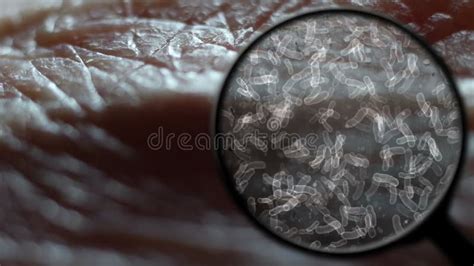 Searching For Bacteria On Human Skin Stock Illustration Illustration Of Person Hand
