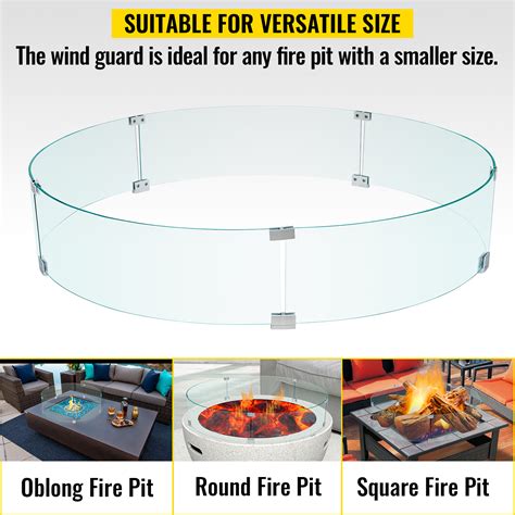 Vevor Fire Pit Wind Guard 41 X 41 X 8 Inch Glass Flame Guard Round