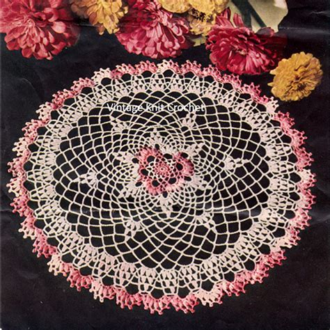 Vintage Crochet Pink And White Doily Pattern