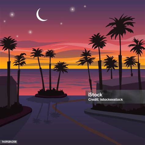 선셋 오션 트로피컬 리조트 풍경 파노라마 바다 해안 해변 태양 엑소티 Csilhouettes 손바닥 해안선 구름 하늘 여름 휴가