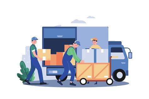 Premium Vector Worker Loading Packages On The Truck