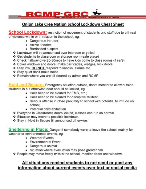 Lockdown Procedures Onion Lake Education