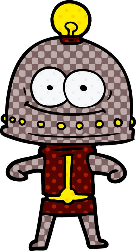 Happy Carton Robot With Light Bulb 46687221 Png