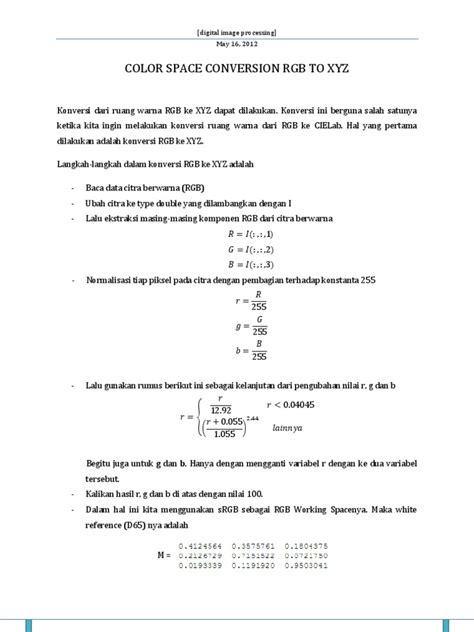 Pdf Color Space Conversion Rgb To Xyz Dokumentips