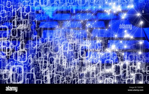 Cyber Attack Using Computer Algorithm Lines Connect The Dots Stock