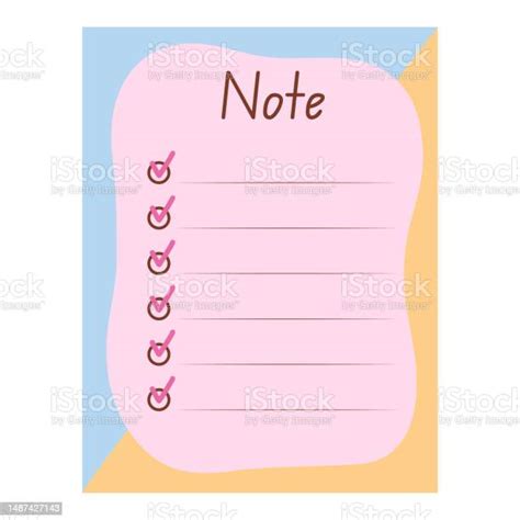 확인 표시가 있는 메모 목록입니다 플래너 의제 일정 체크리스트 노트북 카드 및 기타 문구류를 위한 템플릿입니다 계획 사무실 사업 작업 개념의 조직 개인 장식품에 대한 스톡