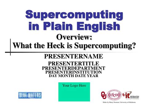 Ppt Supercomputing In Plain English Overview What The Heck Is