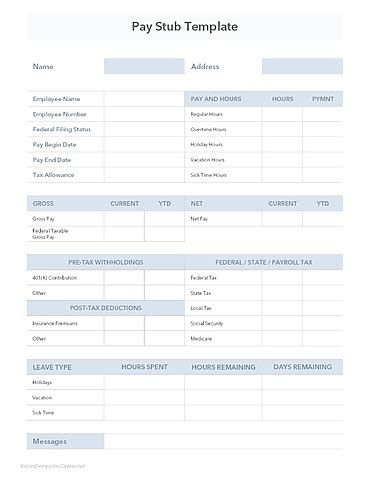 8 Free Pay Stub Templates Word Excel GDocs Sheets