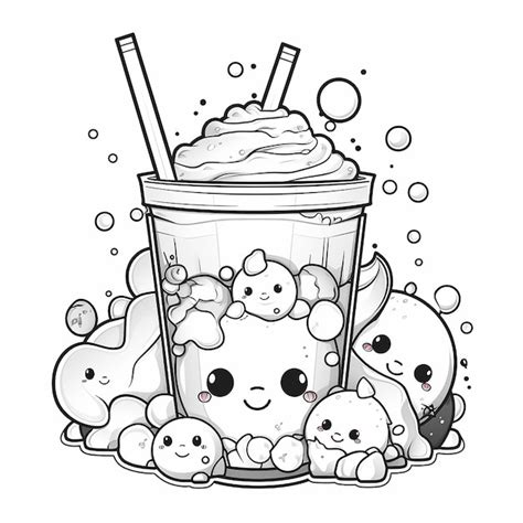 Premium Photo A Milkshake With A Straw And A Milkshake With A Cute Face