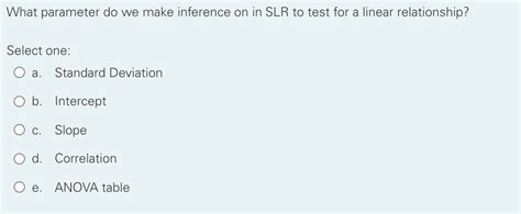 Solved What Parameter Do We Make Inference On In SLR To Test Chegg