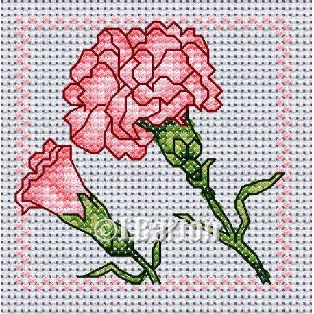 Pink Carnation Cross Stitch Chart Cross Stitch Cross Stitch Flowers
