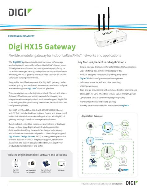 Digi Hx15 Gateway For Lorawan® Digi International