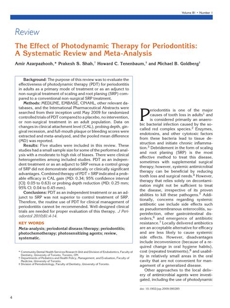 Pdf The Effect Of Photodynamic Therapy For Periodontitis A