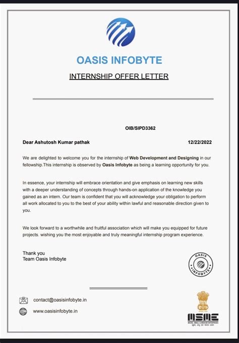 Ashutosh Kumar Pathak On Linkedin Oasisinfobyte Webdevelopment Intern Project Thankyou