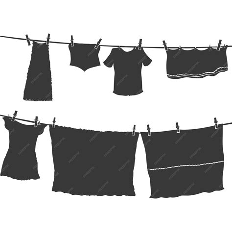Premium Vector Silhouette Clothesline For Hanging Clothes Black Color