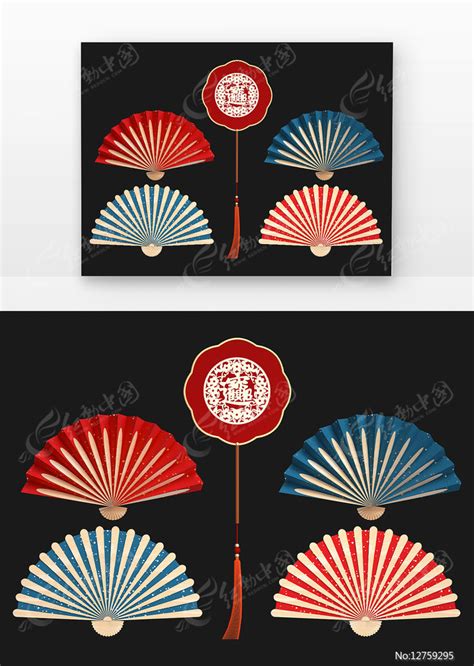 C4D建模渲染的国潮春节扇子图片下载 红动中国
