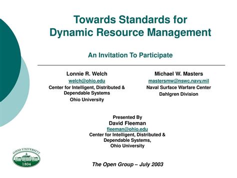 towards standards for dynamic resource management an invitation to