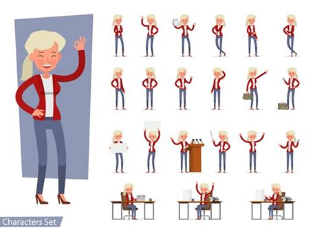 Premium Vector Set Of Businesswoman Character