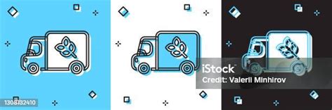 파란색과 흰색 검은 색 배경에 격리 된 밀가루 트럭 아이콘을 설정합니다 벡터 건강한 생활방식에 대한 스톡 벡터 아트 및 기타 이미지 건강한 생활방식 검은색 곡초류