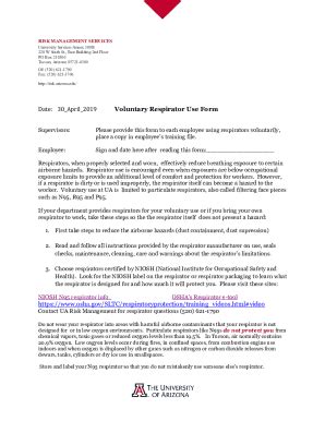 Fillable Online Risk Arizona Voluntary Respirator Form Respiratory Protection Fax Email Print