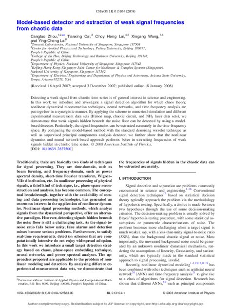 Pdf Model Based Detector And Extraction Of Weak Signal Frequencies
