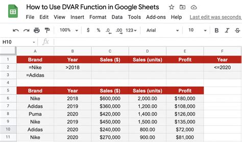 How To Use Dvar Function In Google Sheets Sheetaki