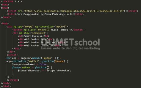 Cara Menggunakan Ng Show Pada Angularjs Kursus Web Design Private Online 1 On 1‎ Dumet School