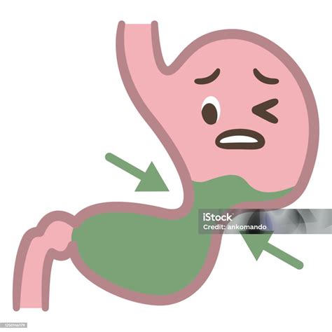 슬픈 아픈 위장 문자 벡터 플랫 만화 일러스트 아이콘 디자인 흰색 백고운드에 격리 소화관 위 복통 통증 아픈 통증 개념 위에 대한 스톡 벡터 아트 및 기타 이미지 Istock