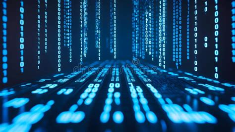 An Illustration Of Digital Data With Blue Binary Code Digital Matrix Background Stock