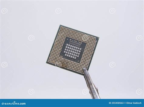 A Computer Chip Microchip Or Integrated Circuit Stock Image Image Of System Circuit 255458563