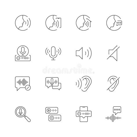 Voice Sound Set Of Icons In Outline Style Illustrates Stock Vector