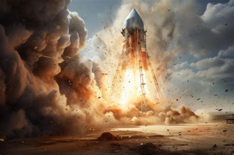 Premium Ai Image Space Wallpaper Rocket Launch Explosion With Fire