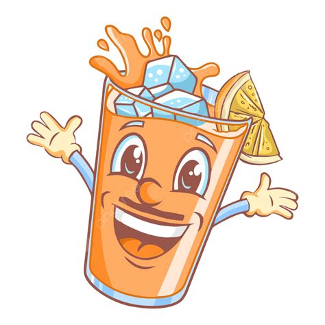 Happy Orange Juice Illustration Vector Ice Drink Cool Png And Vector