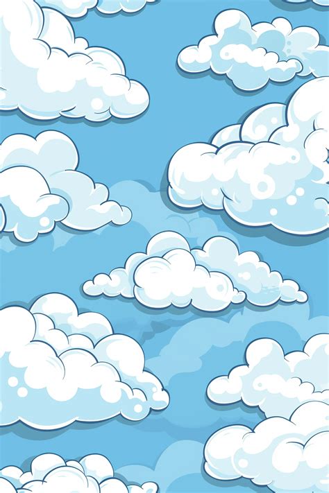 かわいい雲が浮かぶ青空の模様｜イラスト・フリー素材なら「シンテリ」