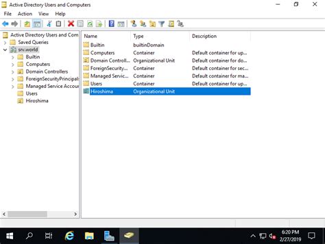 Windows Server 2019 Active Directory Add Organizational Unit Server World